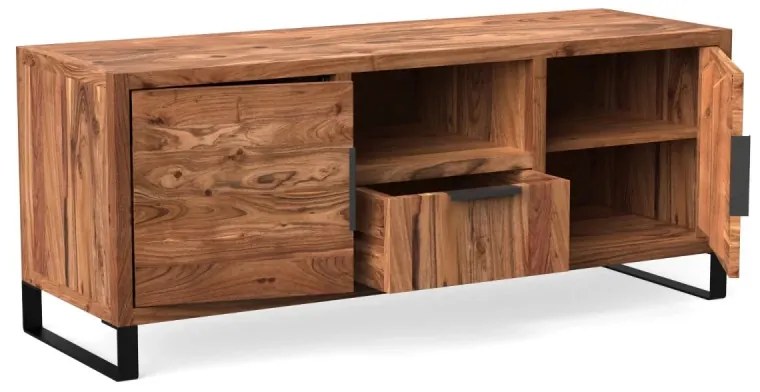 furniture-nabytek.cz - Masivní TV stolek Sidora z akácie, lakovaný, hnědý – 134×45×55 cm