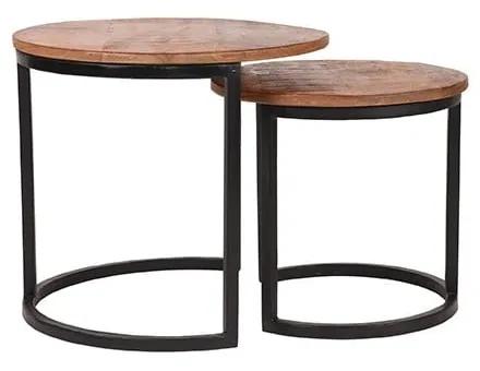 Sada 2 odkládací stolků z mangového dřeva LABEL51 Coffee, ⌀ 40 cm a ⌀ 50 cm