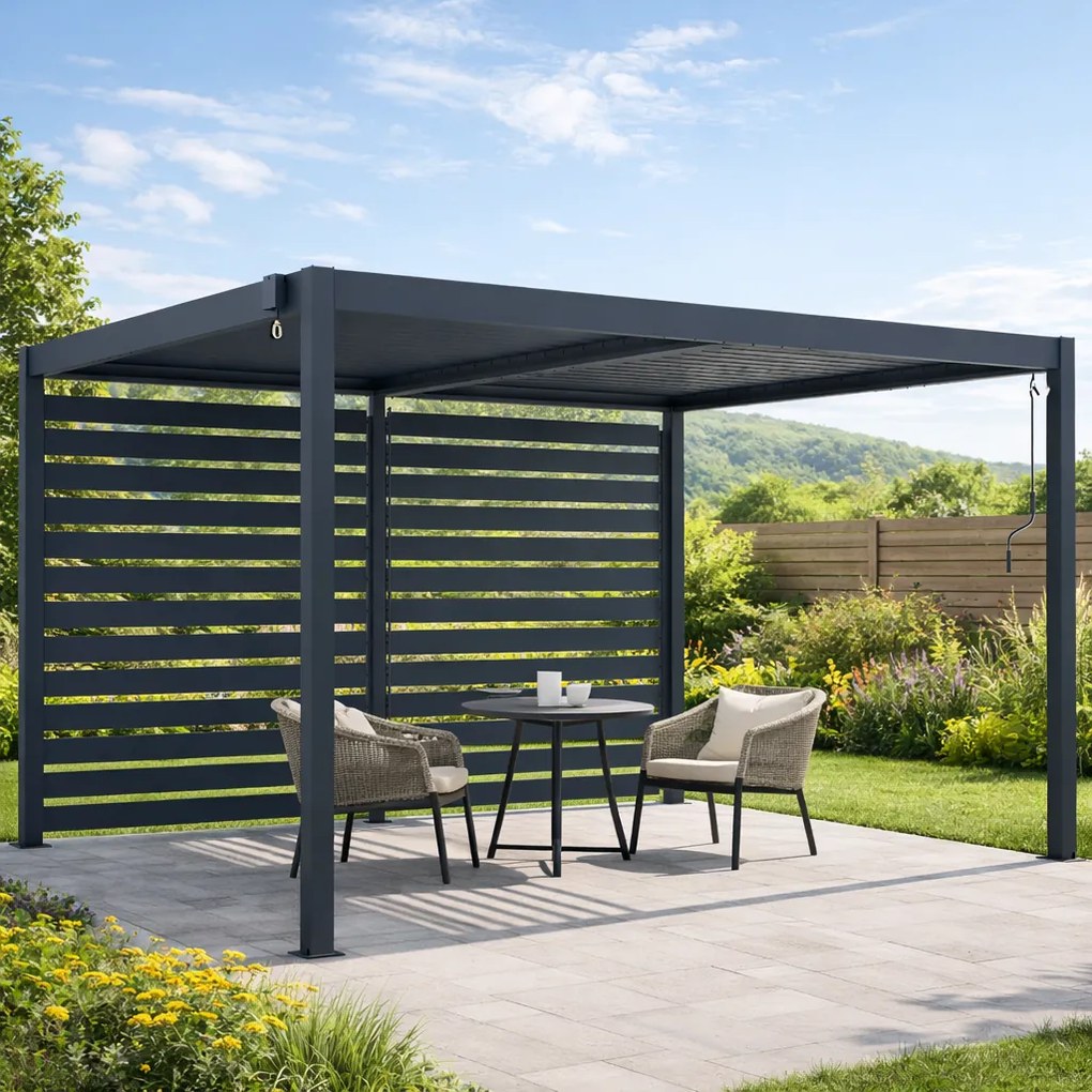 Boční zástěna pro bioklimatickou pergolu BestBerg BBP-C1CG / 370 × 218 cm / šedá