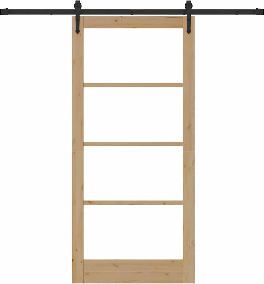 Posuvné dveře 93 x 202 cm Masivní borové dřevo a sklo 3332399