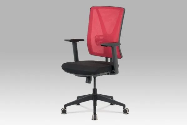 Kancelářská židle, červená síťovina+černá látka, synchronní mech, plast kříž