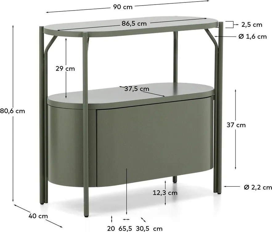 Zelená skříňka pod umyvadlo 90x81 cm Arely – Kave Home