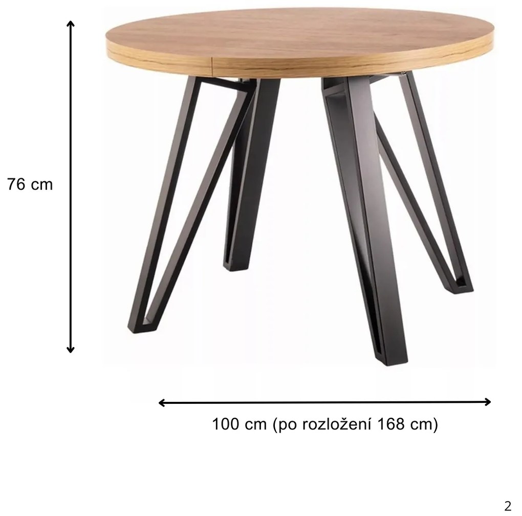 Rozkládací jídelní stůl Galaxy 100/168 cm dub artisan/černý