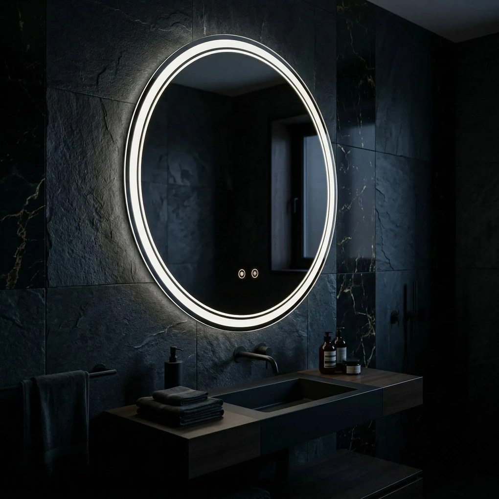 Tutumi Zrcadlo ⌀100 cm s vyhříváním a regulovatelným LED osvětlením HOM-00207