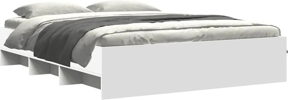 Rám postele bez matrace bílý 160x200cm Dřevěné konstrukce 3295639