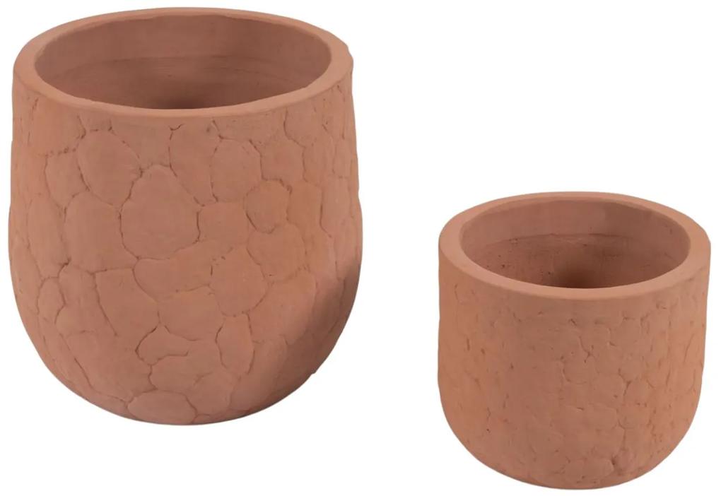 OnaDnes -20% Set dvou terakotově červených keramických květináčů Kave Home Simi 34/50 cm