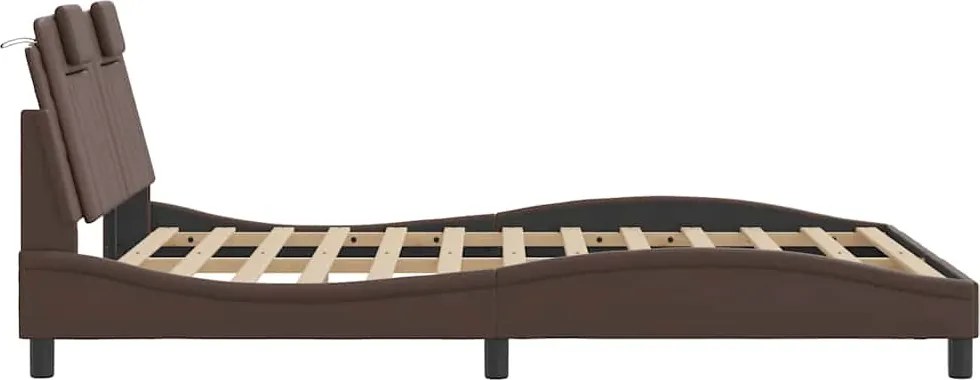 Rám postele Viana bez matrace hnědý 140x190 cm umělá kůže 3208091
