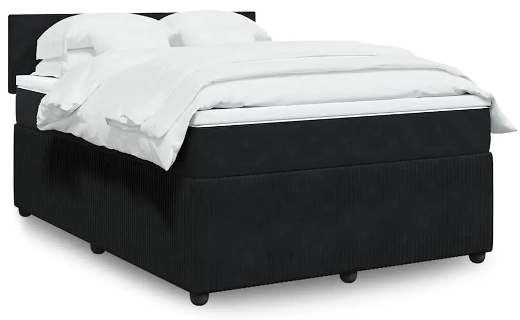 Box spring postel s matrací černá 140x200 cm samet 3290054