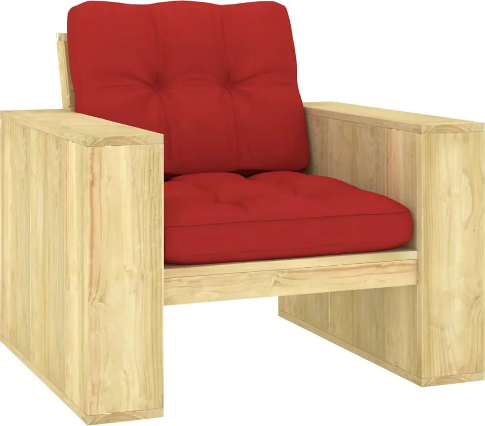 vidaXL Zahradní židle s mi poduškami impregnovaná borovice [3065742] Barva: Vzor červená kostka
