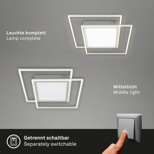 Brilo - LED Stropní svítidlo 2xLED/16W/230V + LED/19W 51,5x51,5 cm matný chrom