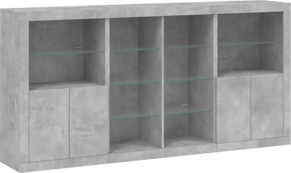 Příborník s LED osvětlením betonově šedý 202 x 37 x 100 cm 3209187