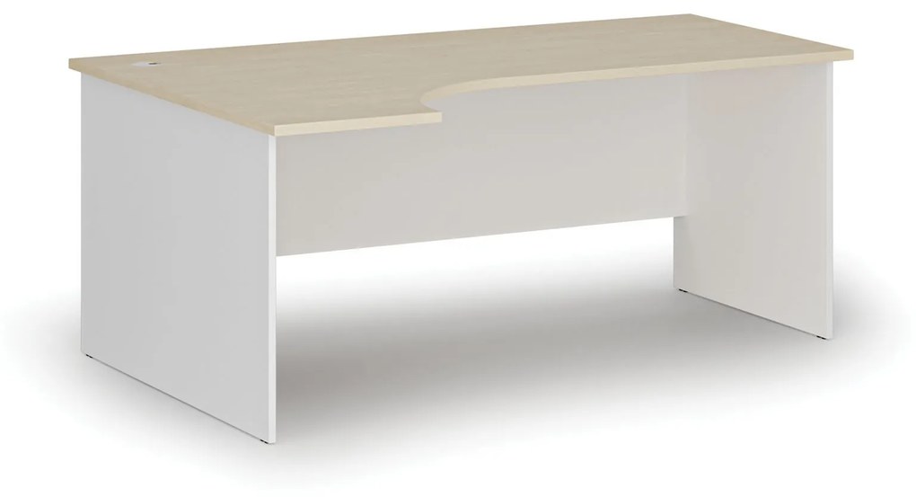 Kancelářský rohový pracovní stůl PRIMO WHITE, 1800 x 1200 mm, levý, bílá/třešeň