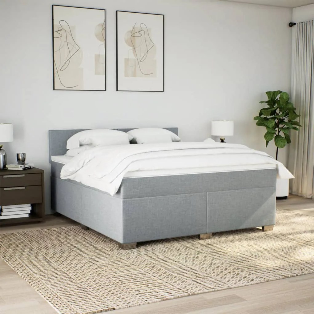 Box spring postel s matrací světle šedá 180 x 200 cm textil 3285960