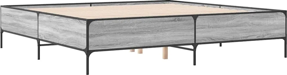 Rám postele šedý sonoma 180 x 200 cm kompozitní dřevo a kov 3279785