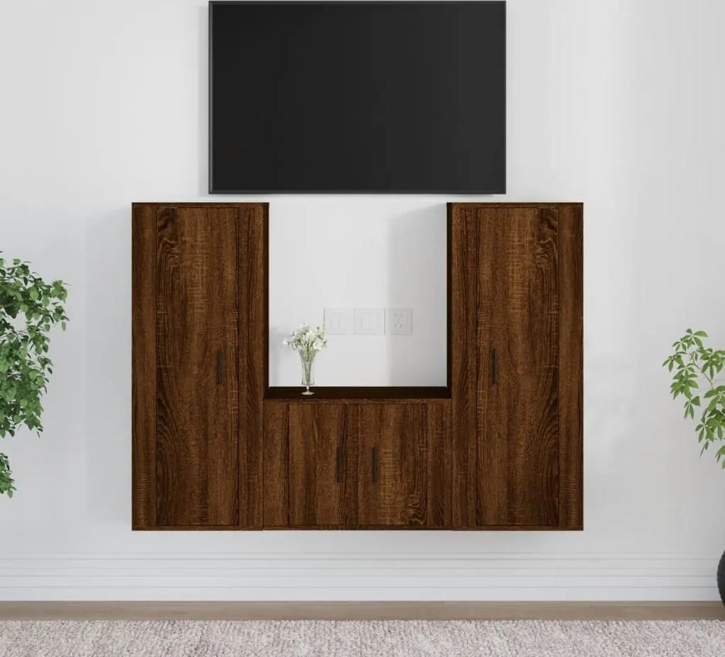 vidaXL 3dílný set TV skříněk kompozitní dřevo [3188744] Barva: Bílá
