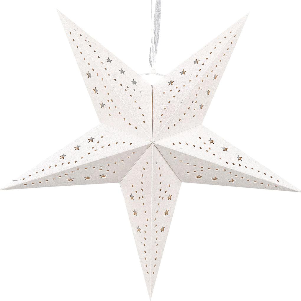 Sada 2 závěsných třpytivých hvězd s LED 45 cm bílé MOTTI Beliani