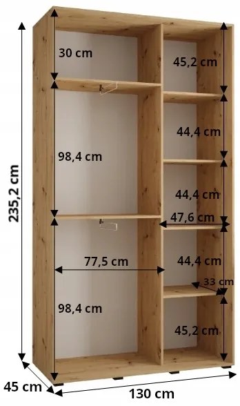 Veneti Šatní skříň ASIRI 10 - 130/45 cm, bílá / černá