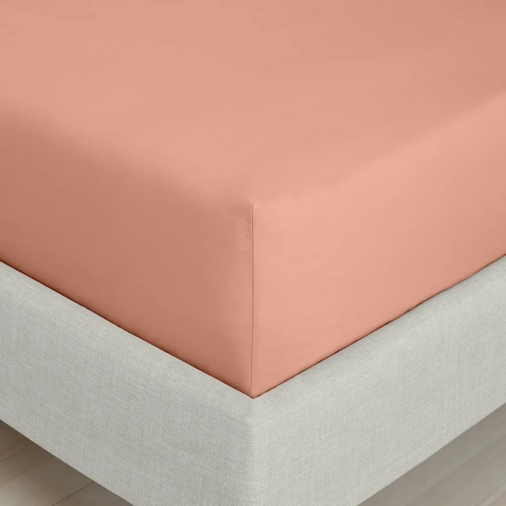 Napínací prostěradlo z bavlněného perkálu v terakotové barvě 150x200 cm Cotton Percale – Bianca