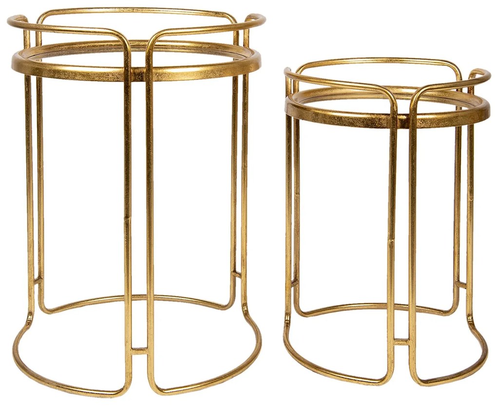 Sada 2 ks zlatých kovových odkládacích stolků Alfons - Ø 48*63 / Ø 40*52 cm
