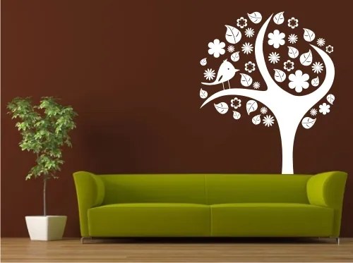 WALLVINIL Samolepky na zeď - Strom jarní Barva: Bílá, Velikost: 60x36 cm, Pravá / Levá: LEVÁ (strom/větev směřuje doleva)