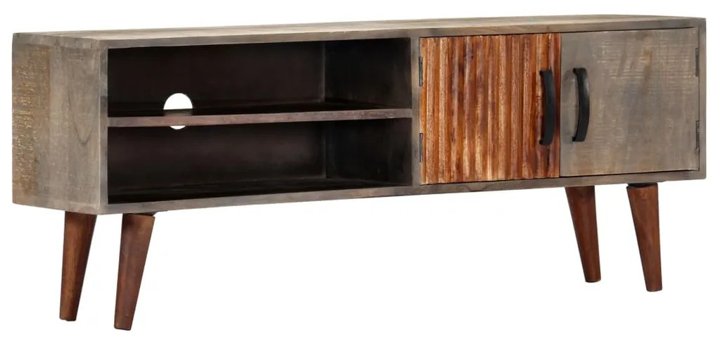 TV stolek šedý 130 x 30 x 46 cm masivní hrubý mangovník 282743