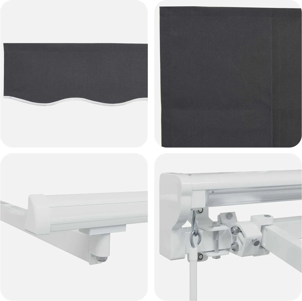 Stahovací markýza Antracit 400 x 200 cm Polyester a hliník 3329799