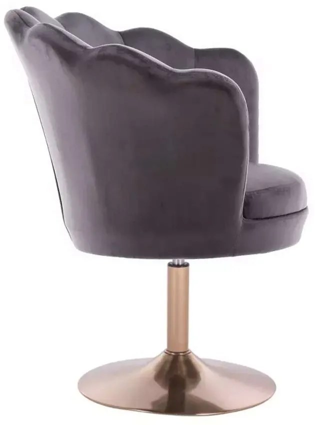 LuxuryForm DESIGN Otočné křeslo FREY VELUR na zlatém talíři - tmavě šedé