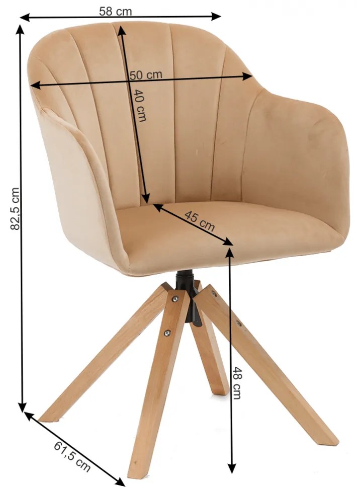 Otočné jídelní křesílko DALIO – látka, masiv šedohnědá / buk