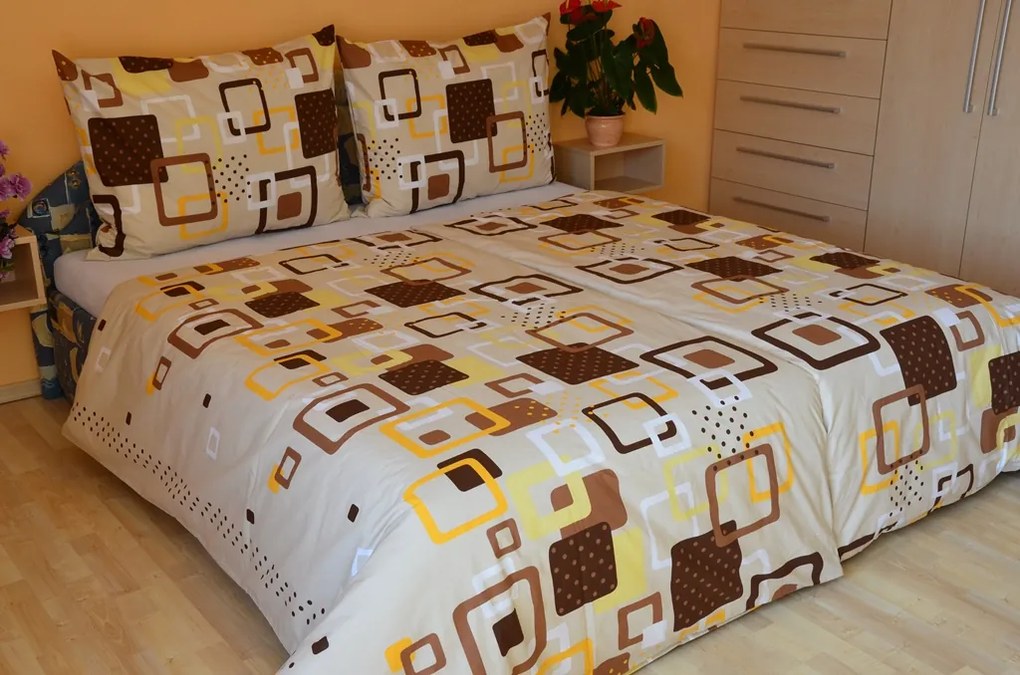 Brotex Povlečení francouzské krep 220x200, 70x90 Hlavolam béžový, Výběr zapínání: zipový uzávěr