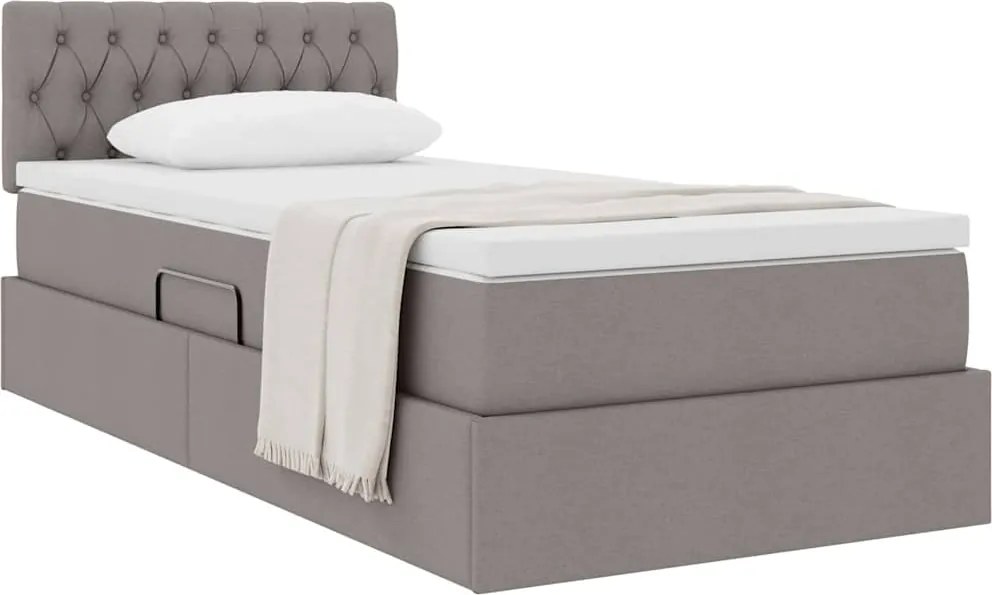 Postel s úložným prostorem a matrací Taupe 90 x 190 cm Samet 3370542