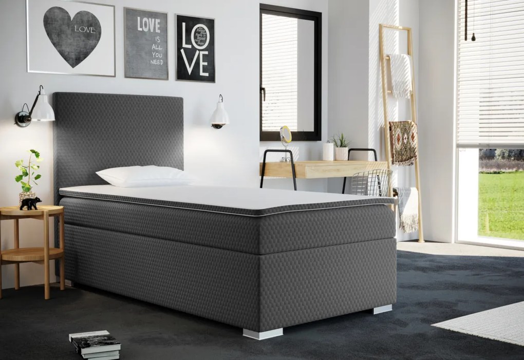 Čalouněná postel boxspring ICON + topper, 80x200, sawana pik honey 72, levá