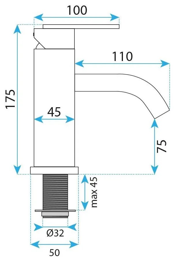 Umyvadlová baterie REA Ontario nízká, kartáčovaná měď