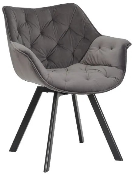 Designová otočná židle Kiara II šedý samet