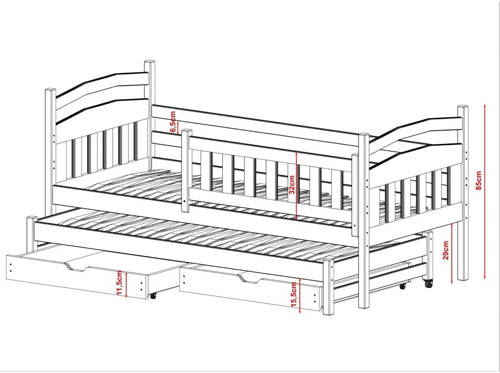 Legno Dětská rozkládací postel Alexis šedá Rozměr (cm): 80x180