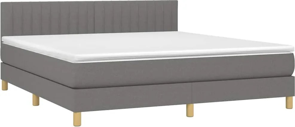 Box spring postel s matrací a LED tmavě šedá 160x200 cm textil 3133886