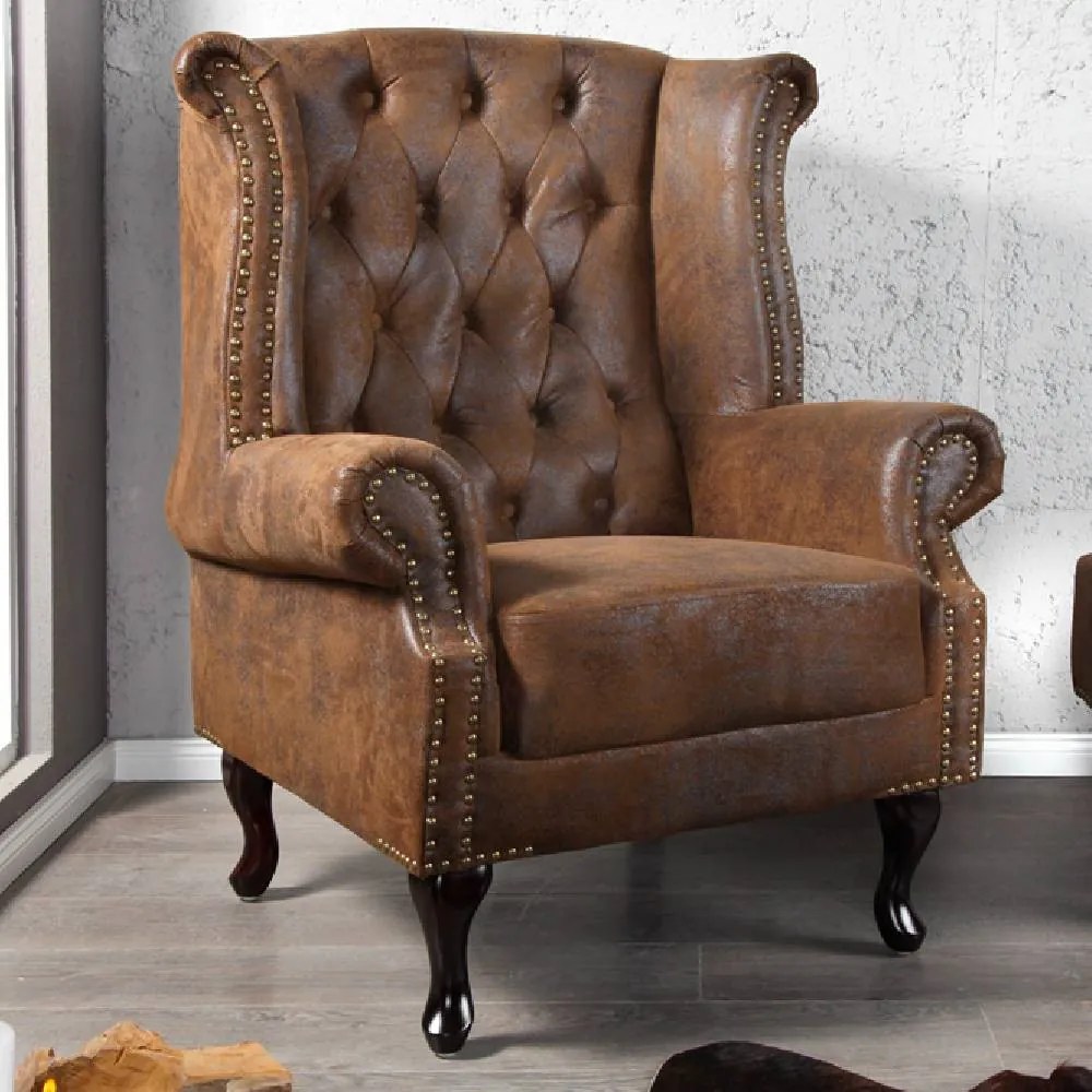 Massive home | Hnědý ušák Chesterfield mikrovlákno