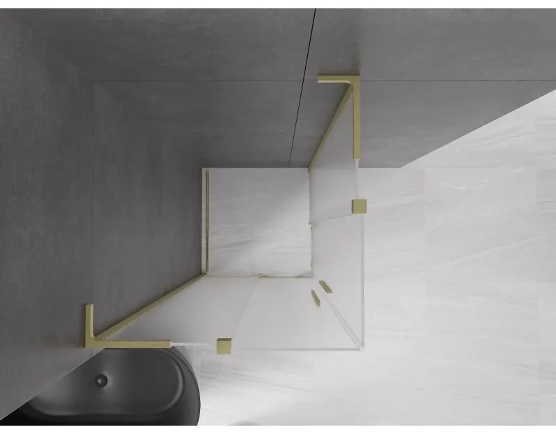 Mexen Velar L Duo, sprchový kout s posuvnými dveřmi 100 x 100 cm, 8mm sklo námraza, zlatá matná, 871-100-100-02-33-55