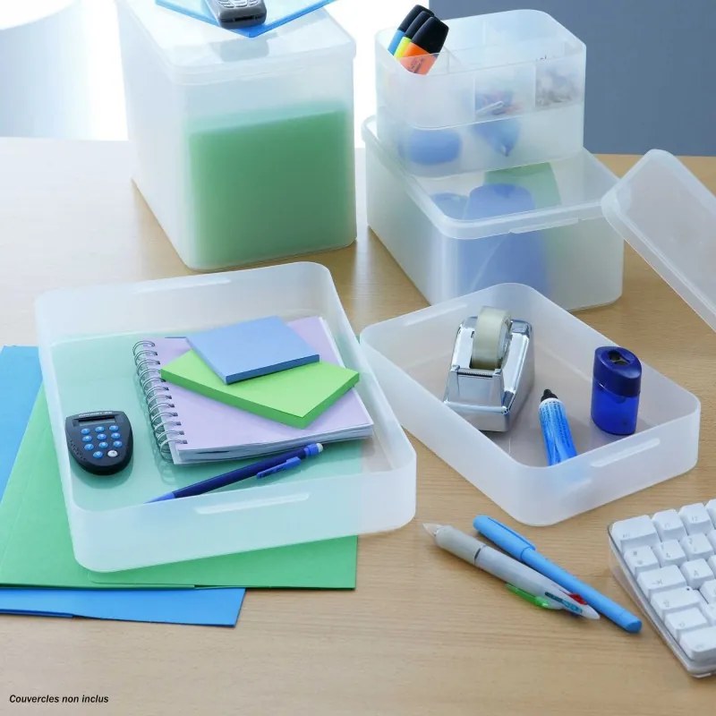 SUNDIS Plastový úložný organizér Pure Box A5 vysoký, mléčný 24,2 x 15,5 x 18,2 cm