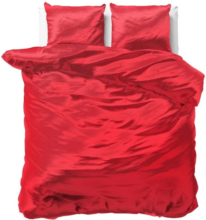 Červené povlečení ze saténového mikroperkálu na dvoulůžko Sleeptime, 240 x 220 cm
