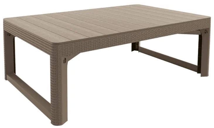 ROJAPLAST Multifunkční zahradní stůl - ALLIBERT LYON RATTAN, 116x72 cm, plastový Barva: cappuccino