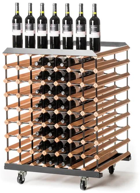 Pojízdný stojan na víno RAXI s kapacitou 112 lahví