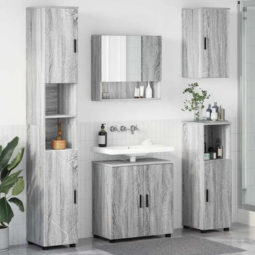 Sada koupelnového nábytku 5 ks Šedá Sonoma 61 x 35 x 64 cm 3392989