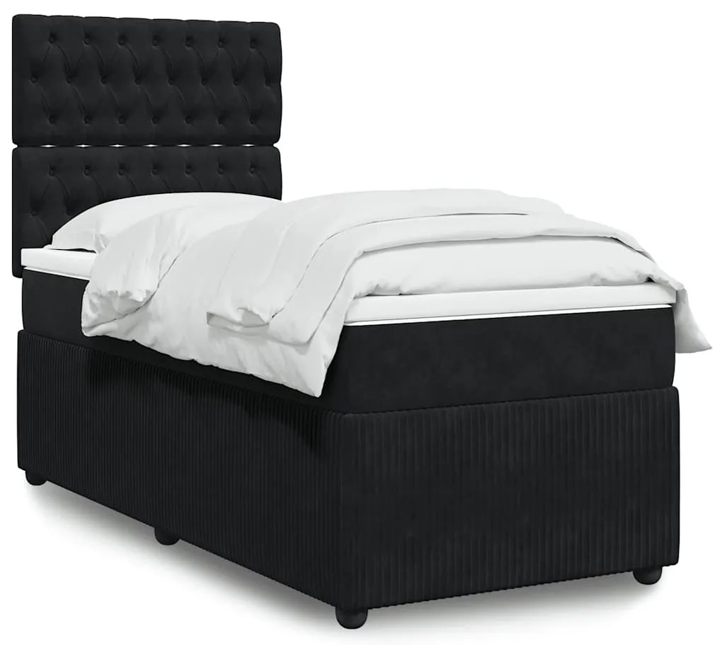 Box spring postel s matrací černá 80 x 200 cm samet 3292198