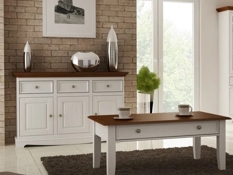 Bílý nábytek Konferenční stolek Belluno Elegante, dekor bílá | ořech, masiv, borovice
