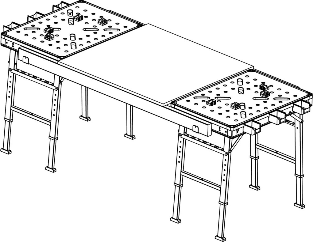 Pracovní skládací stůl Fortum, 850x600mm, výška 73,5-88,5cm