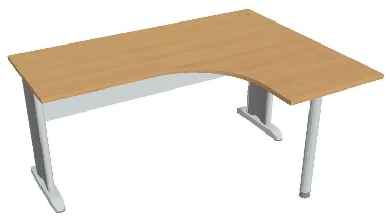 Stůl ergo oblouk levý 160×120/60 cm - Hobis Cross CE 60 L Dekor stolové desky: buk, Dekor lamino podnože: šedá, Barva nohou: Stříbrná