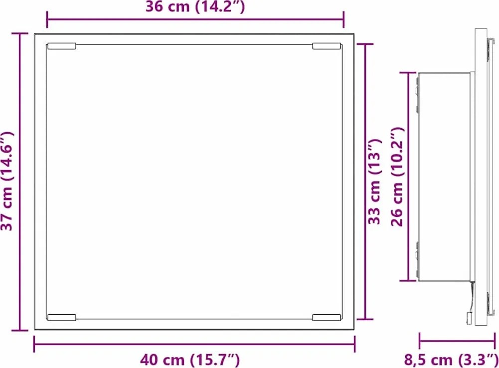 vidaXL LED koupelnové zrcadlo Nástěnný Staré dřevo 40 x 37 x 8.5 cm [875411]