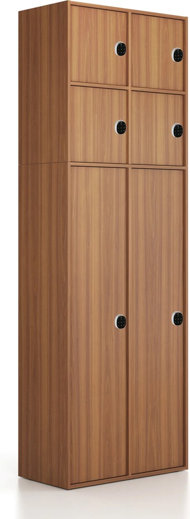 Nástavba pro skříně FRAME, 4x dveře, 872 x 450 x 854 mm, kódový zámek, ořech