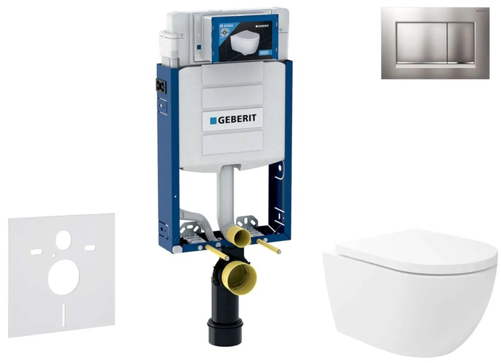 Geberit Kombifix - Set předstěnové instalace, klozetu Oudee Vortex a sedátka softclose, tlačítko Sigma20, lakovaný chrom mat/chrom SANI15CA1132