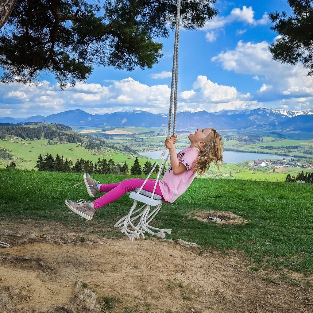 Houpačka pro děti, bílá/šedá, SVING